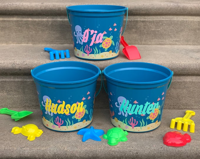 Personalized Ocean Theme Beach Bucket With Sand Toys/ Sand Pail/ Beach ...