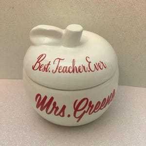 Personalized Apple for Teacher/ Ceramic Apple Decor/ End of the Year ...