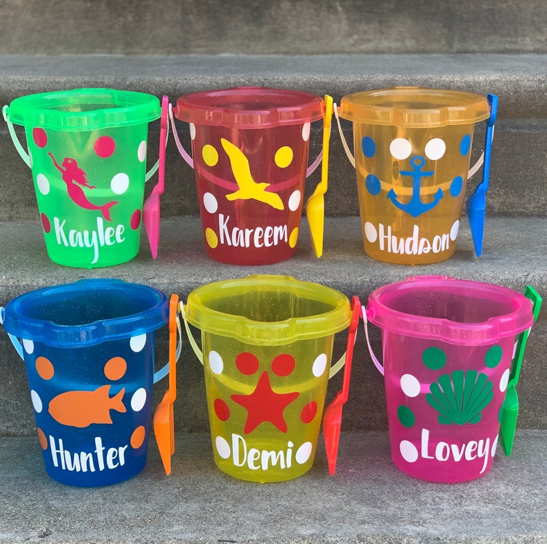 Personalized Glittery Sand Pail: Kids Beach Bucket With Shovel - Etsy