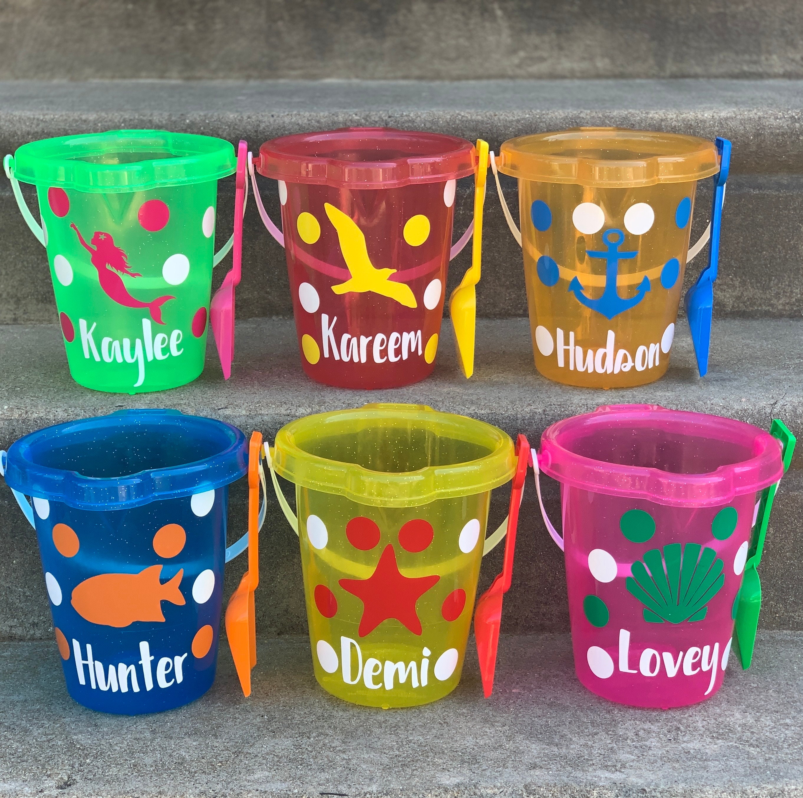 Personalized Glittery Sand Pail: Kids Beach Bucket With Shovel - Etsy