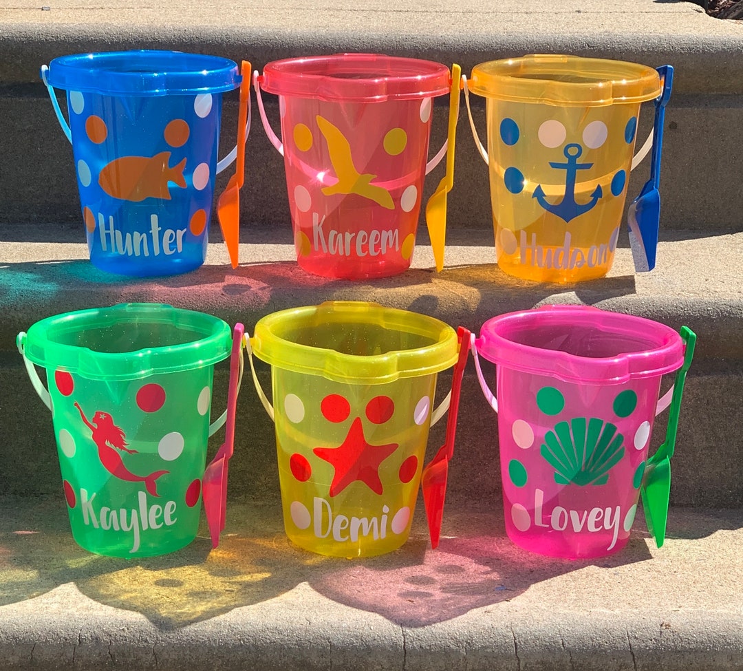 Personalized Glittery Sand Pail: Kids Beach Bucket With Shovel - Etsy