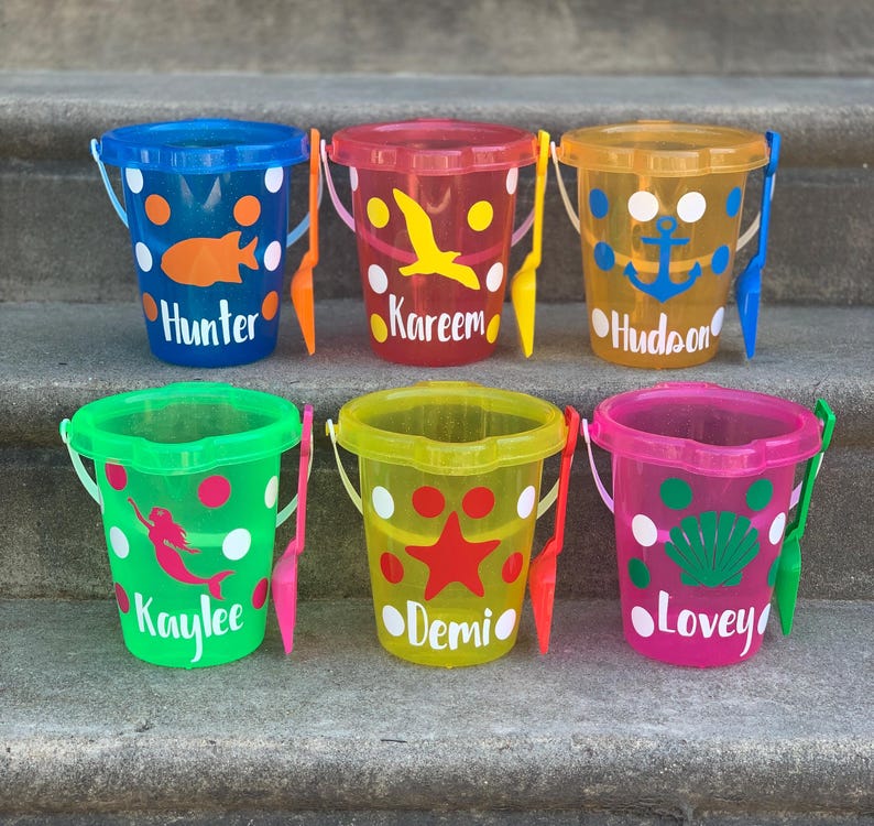 Personalized Glittery Sand Pail: Kids Beach Bucket With Shovel - Etsy