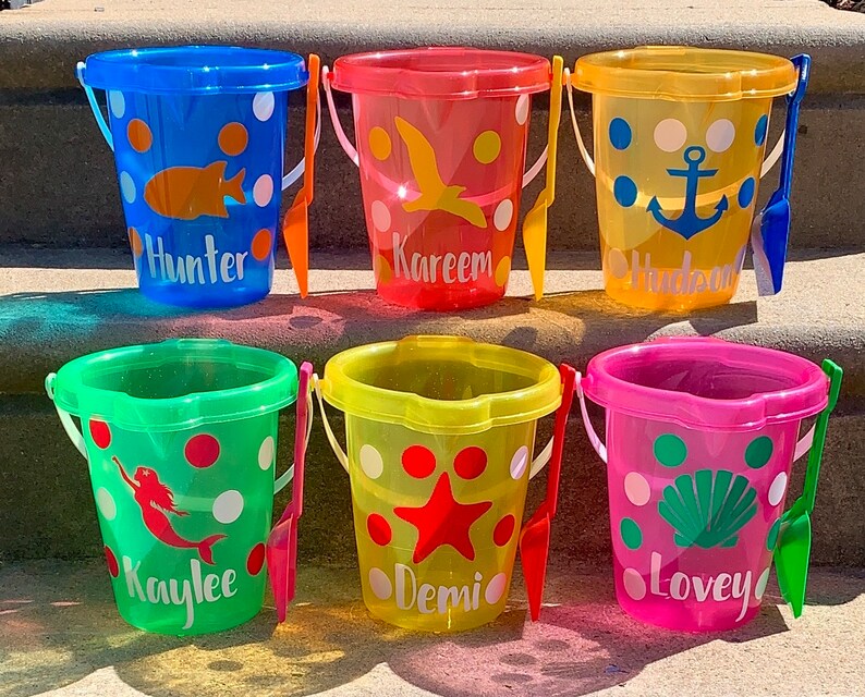 Personalized Glittery Sand Pail: Kids Beach Bucket With Shovel - Etsy