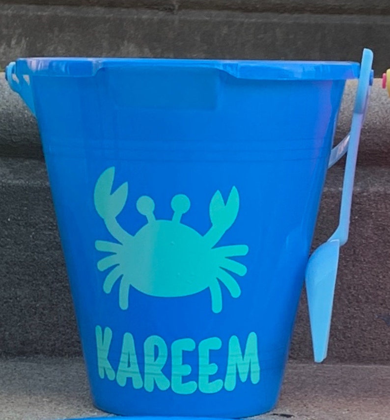 Personalized Beach Bucket With Shovel: Custom Decal Sand Pail - Etsy