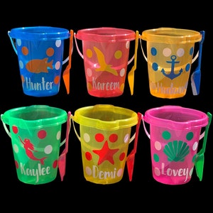 Personalized Glittery Sand Pail: Kids Beach Bucket With Shovel - Etsy