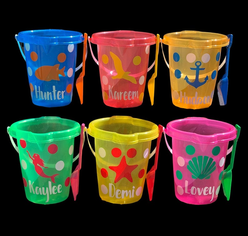 Personalized Glittery Sand Pail: Kids Beach Bucket With Shovel - Etsy