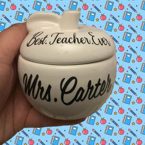 Personalized Apple for Teacher/ Ceramic Apple Decor/ End of the Year ...