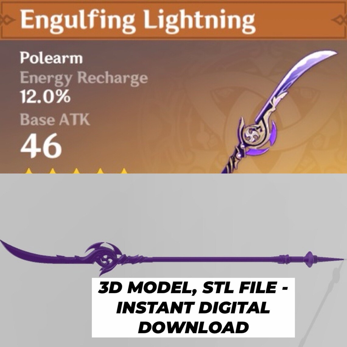 Engulfing Lightning 3d Model Genshin Impact .stl File - Etsy New Zealand