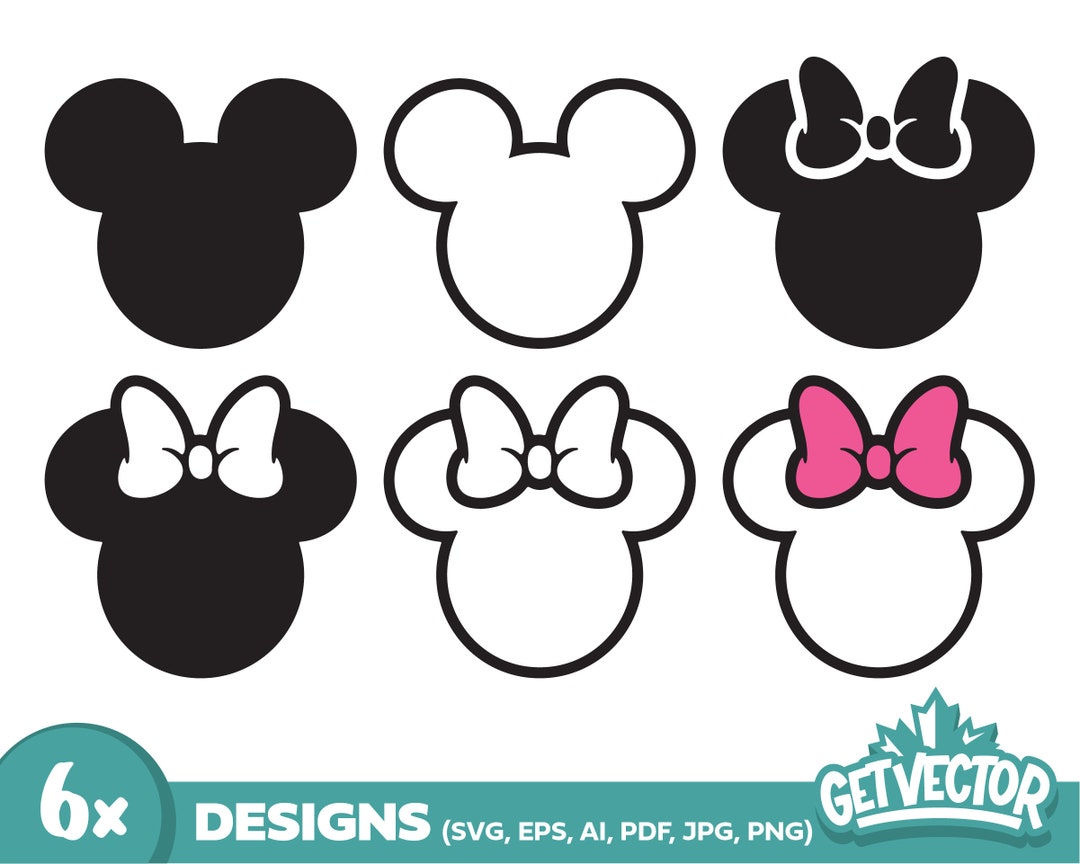 MICKEY MINNIE EARS (mouse Silhouette, Svg, Png, Clipart, Digital ...