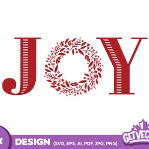 Joy Wreath Vector: Christmas Holiday SVG, Cricut Silhouette Cut File - Etsy