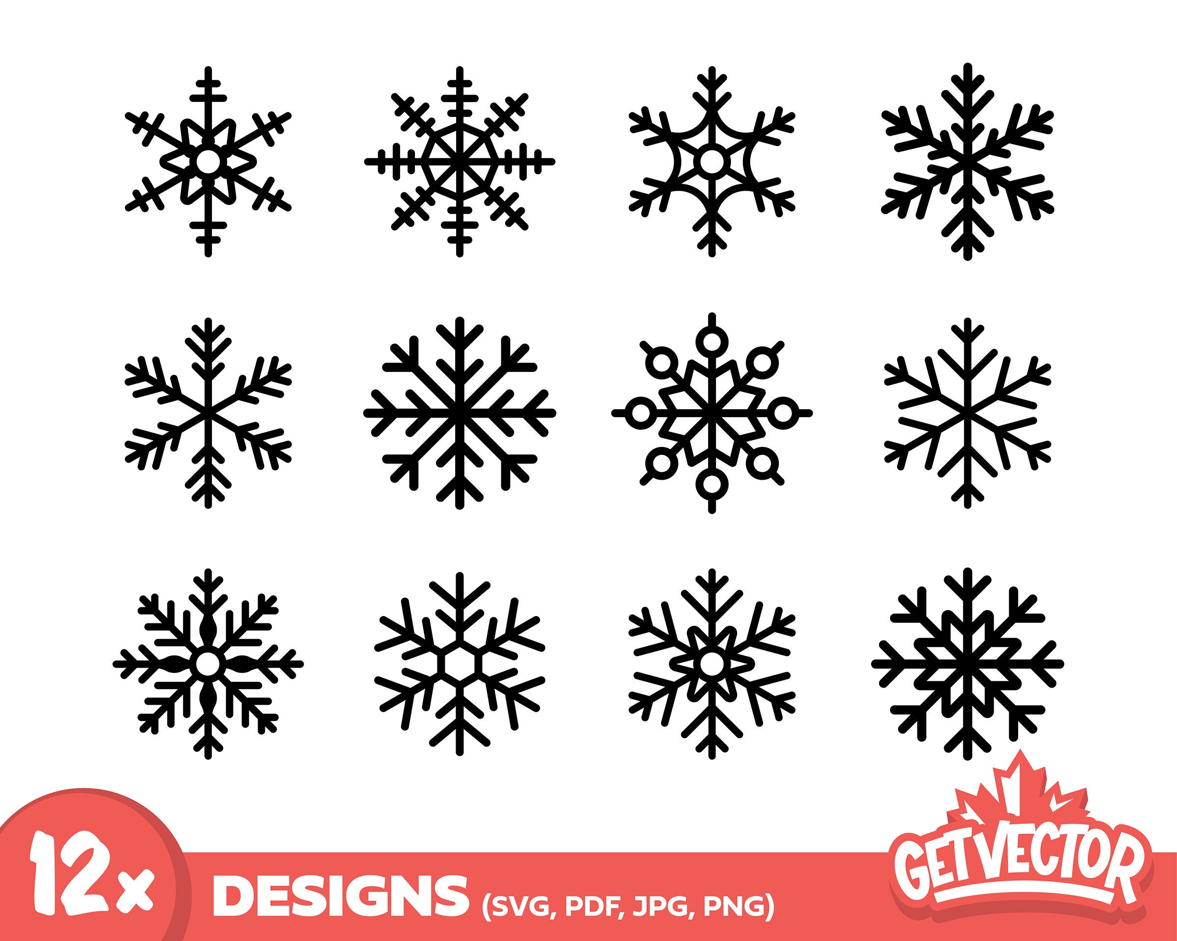 12x SNOWFLAKES (svg Bundle, Christmas, Winter, Snow Flake, Christmas ...