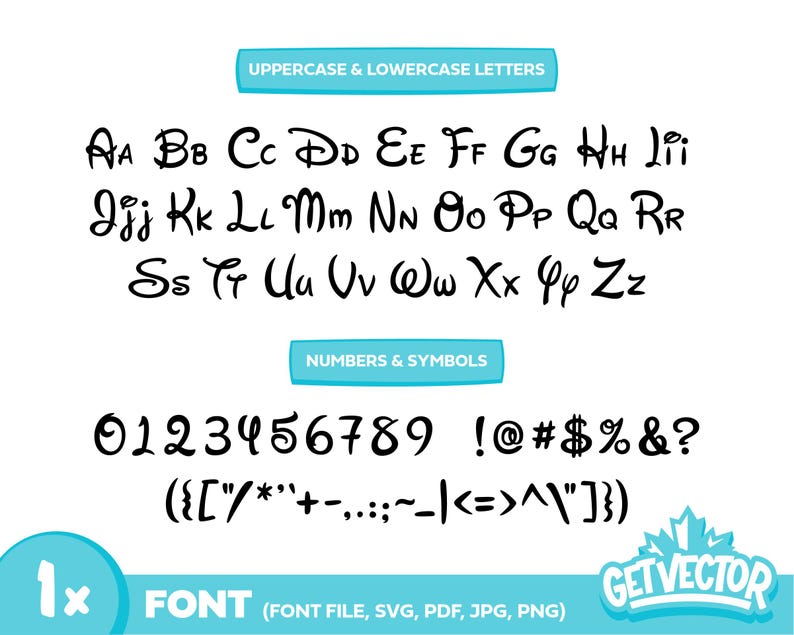 Mickey Mouse Font: Letters, Numbers, Symbols SVG PNG (digital Download ...
