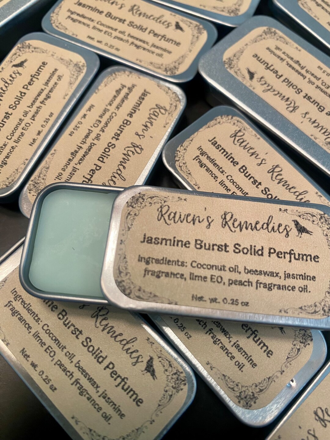 Solid Perfume/vanilla/rose/patchouli/orange/jasmine / Spring / Handmade / Made With Beeswax and ...