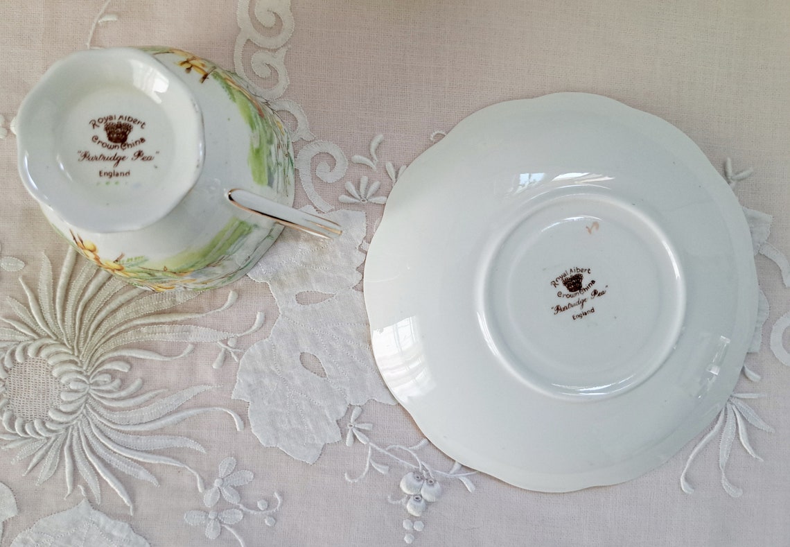 Royal Albert Crown China Partridge Pea Teacup and Saucer - Etsy