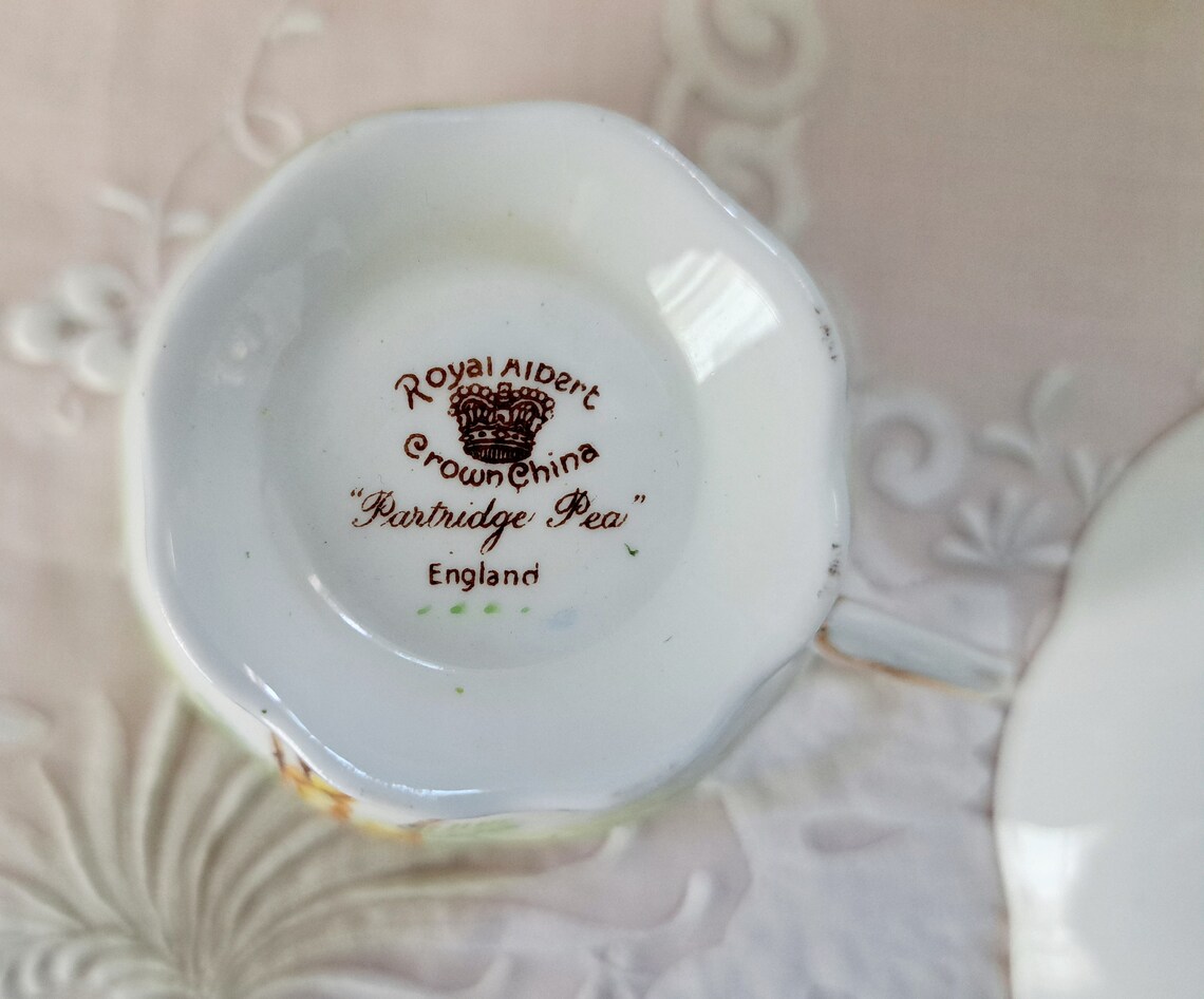 Royal Albert Crown China Partridge Pea Teacup and Saucer - Etsy