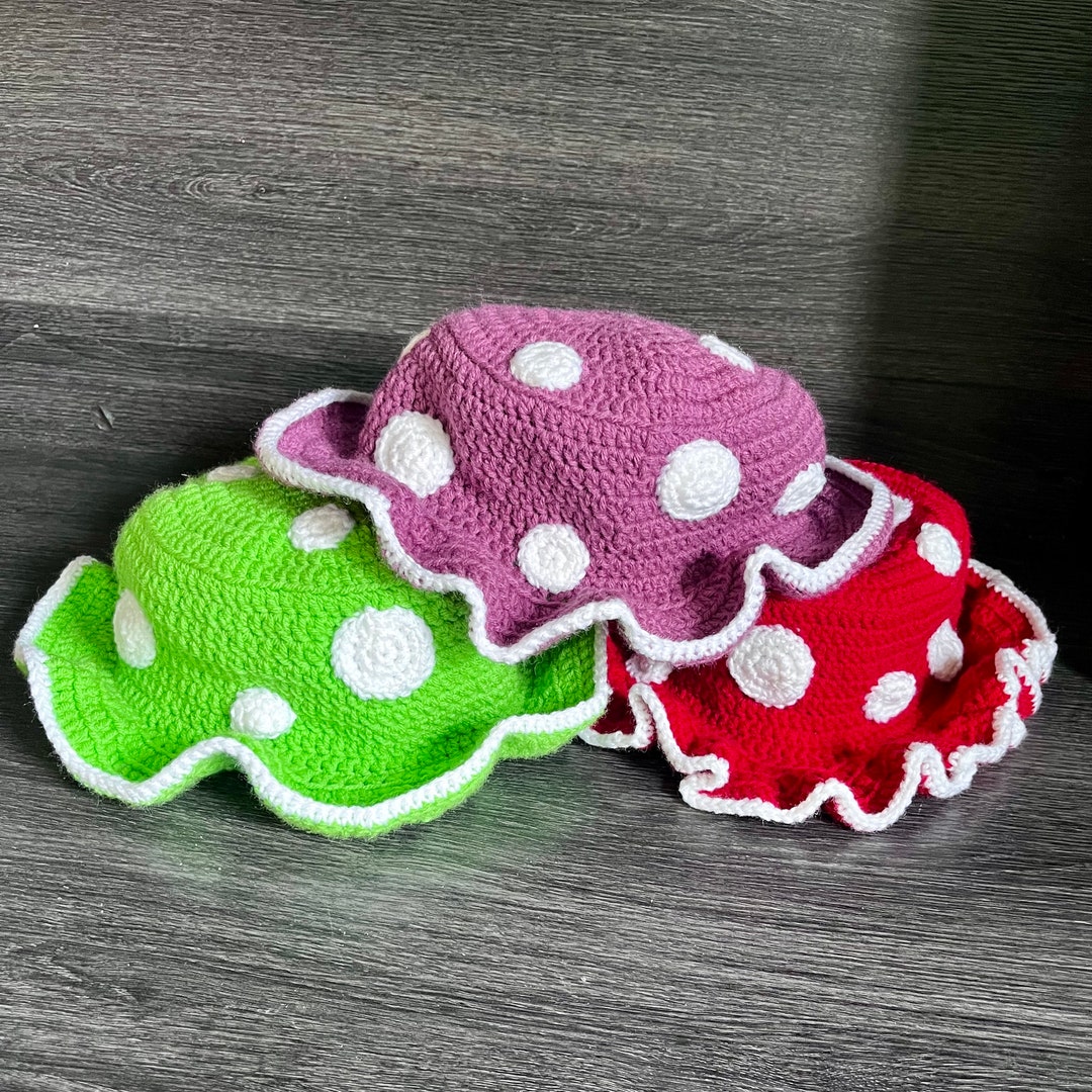 Mushroom Hat, Crochet Cottagecore Mushroom Hat Cap, Mushroom Bucket Hat ...