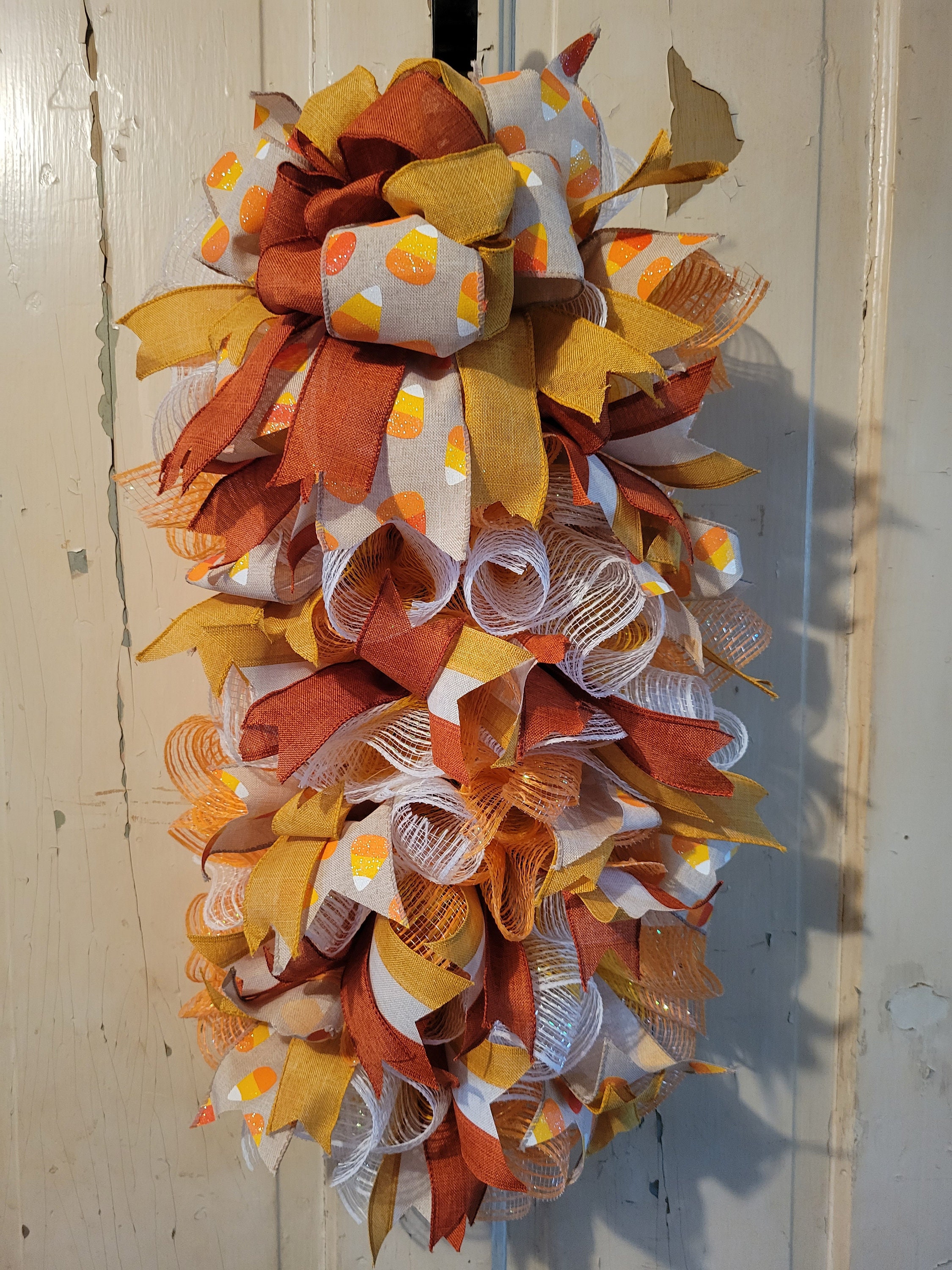 Handmade Fall Deco Mesh Candy Corn Door Swag Wreath - Etsy