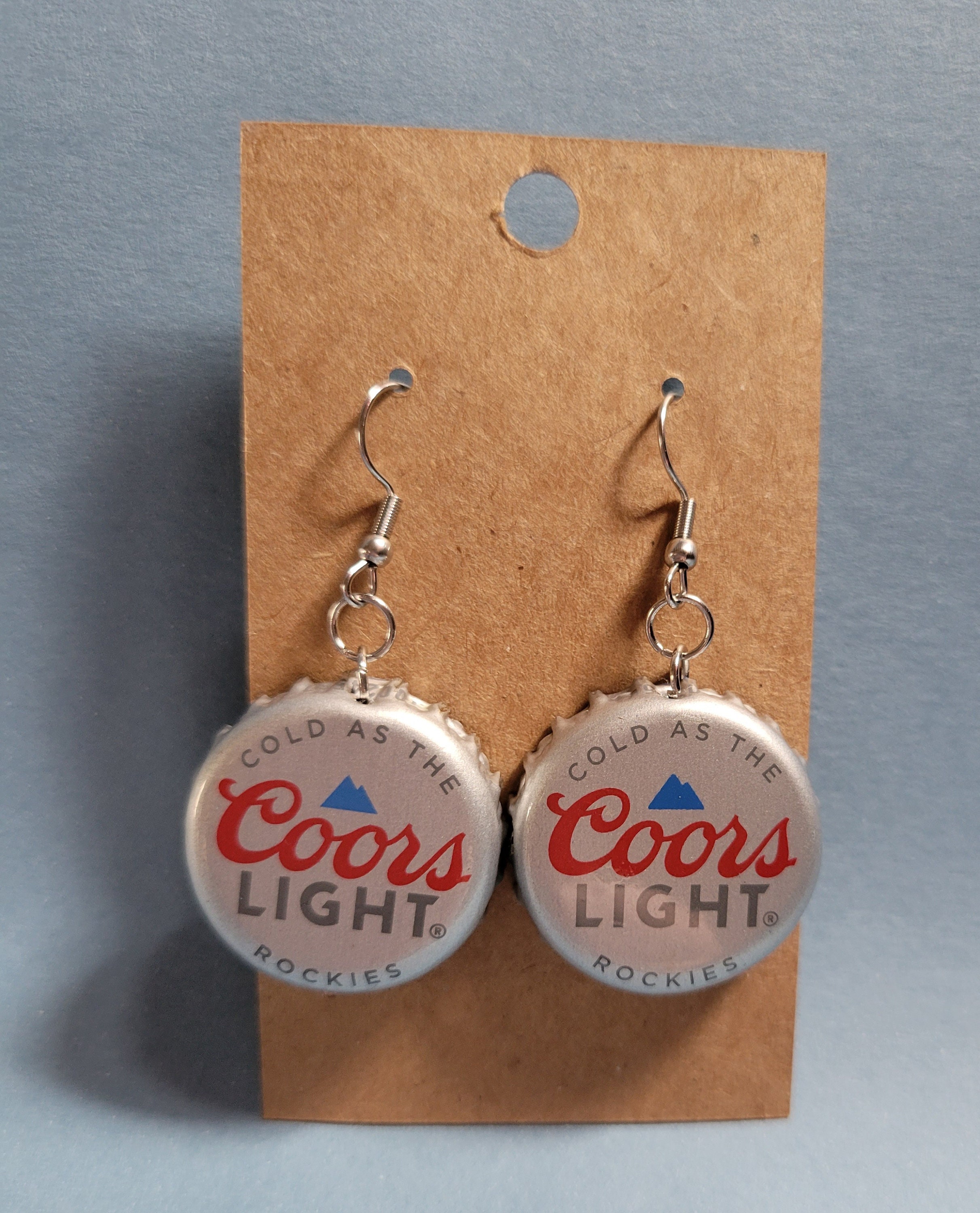 Beer Bottle Cap Earrings. Pierced Ears, Stainless Steel Hypoallergenic ...