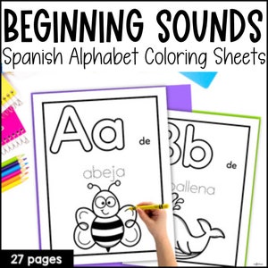 Spanish Alphabet | Coloring Sheets |beginning Sounds Worksheets for Pre ...