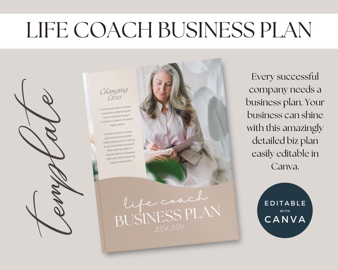 Life Coach Business Plan Canva, Business Plan Template Canva, Business ...
