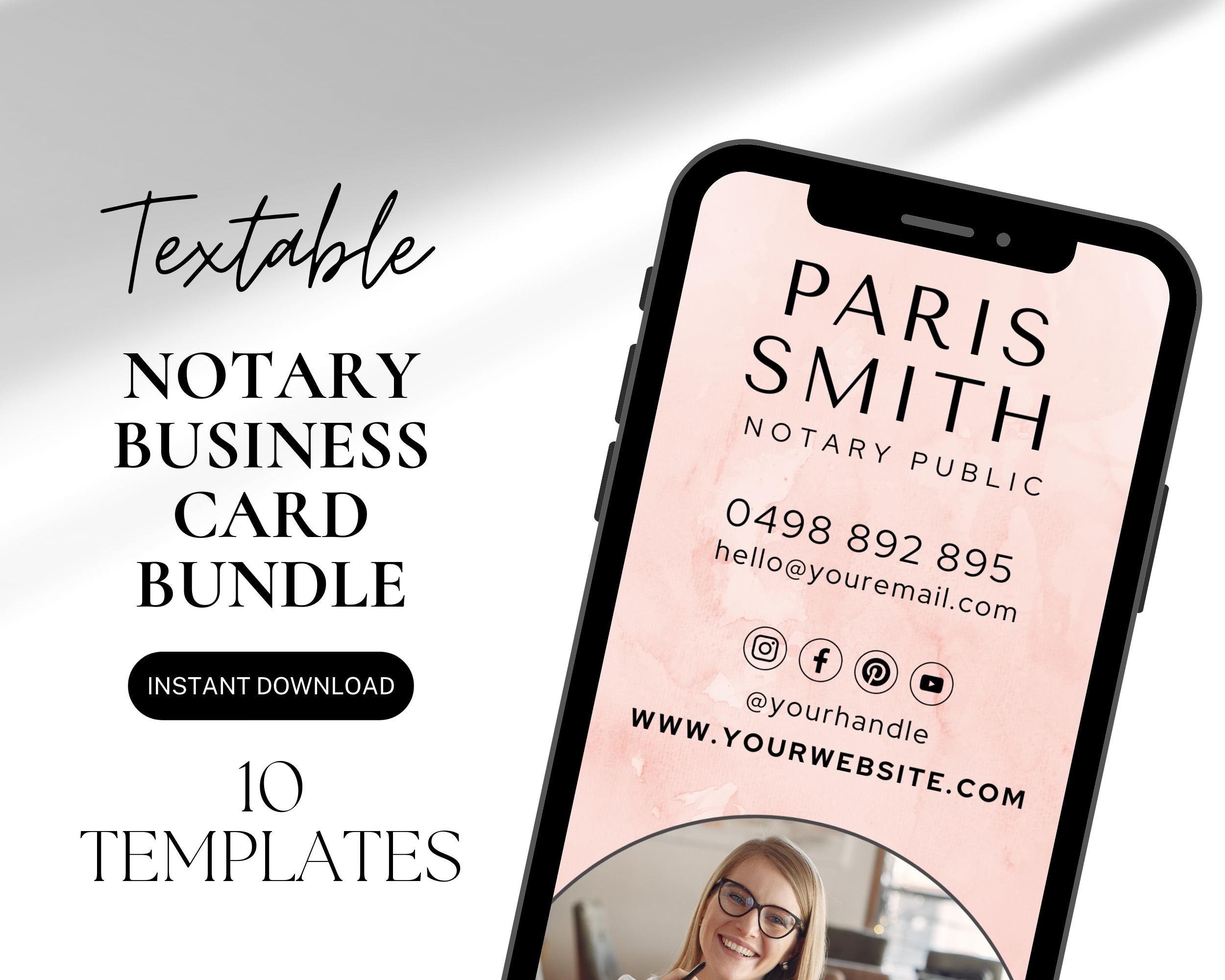 Notary Textable Digital Business Card Bundle, Notary Marketing, Canva ...