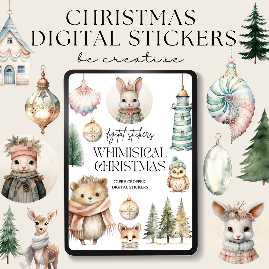 Whimsical Christmas Digital Planner Stickers | Digital Sticker Book ...
