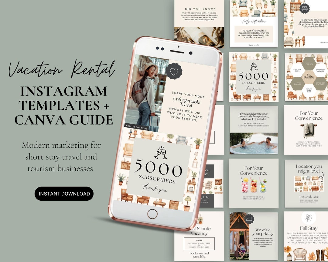 Short Stay Accommodation Templates, Social Media Airbnb Canva Template ...