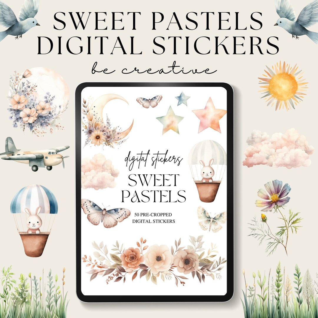 Sweet Pastels Digital Planner Stickers, Digital Sticker Book, Baby Lamb ...