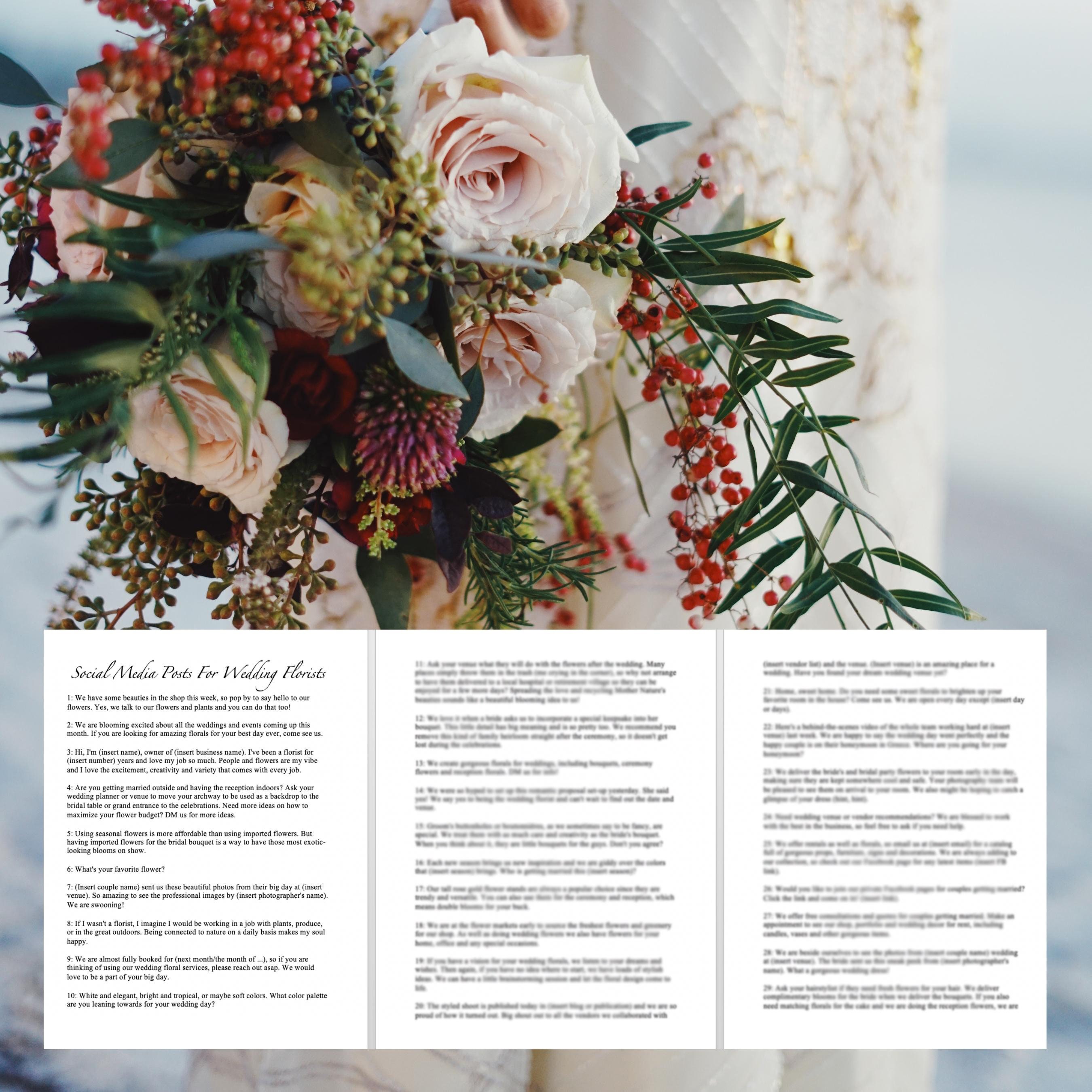 35 Written Social Media Captions for Wedding Florists, Wedding Florist ...