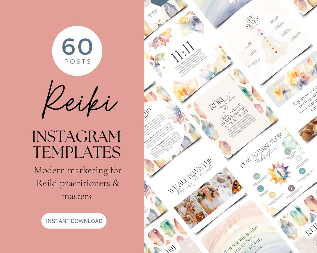 Reiki Instagram Templates, Reiki Social Media Posts, Canva Templates ...