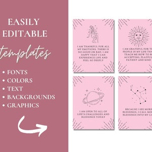 Affirmation Cards Template Canva, Affirmation Station, Printable ...