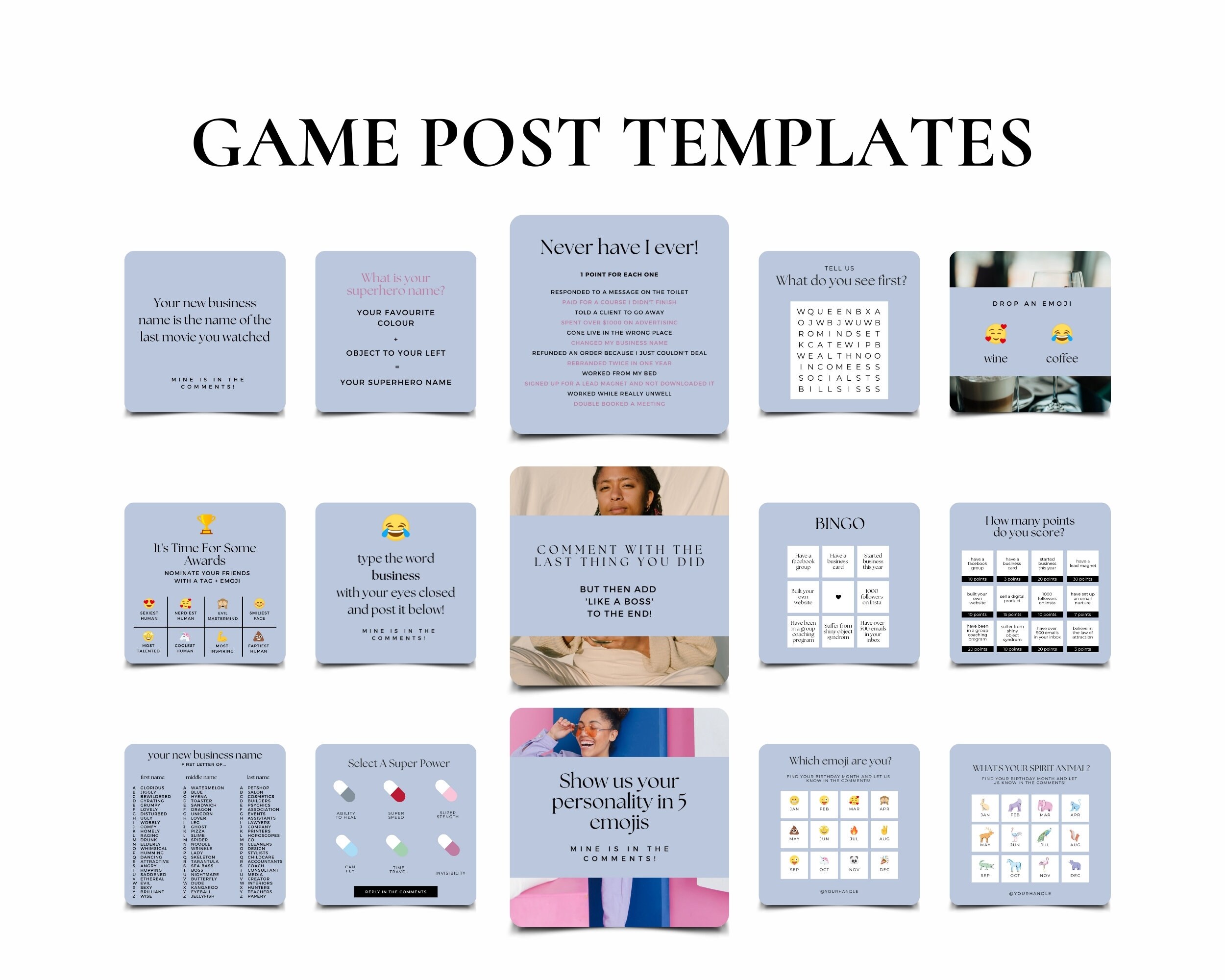 20 Viral Game Instagram Posts, Social Media Challenge Templates ...