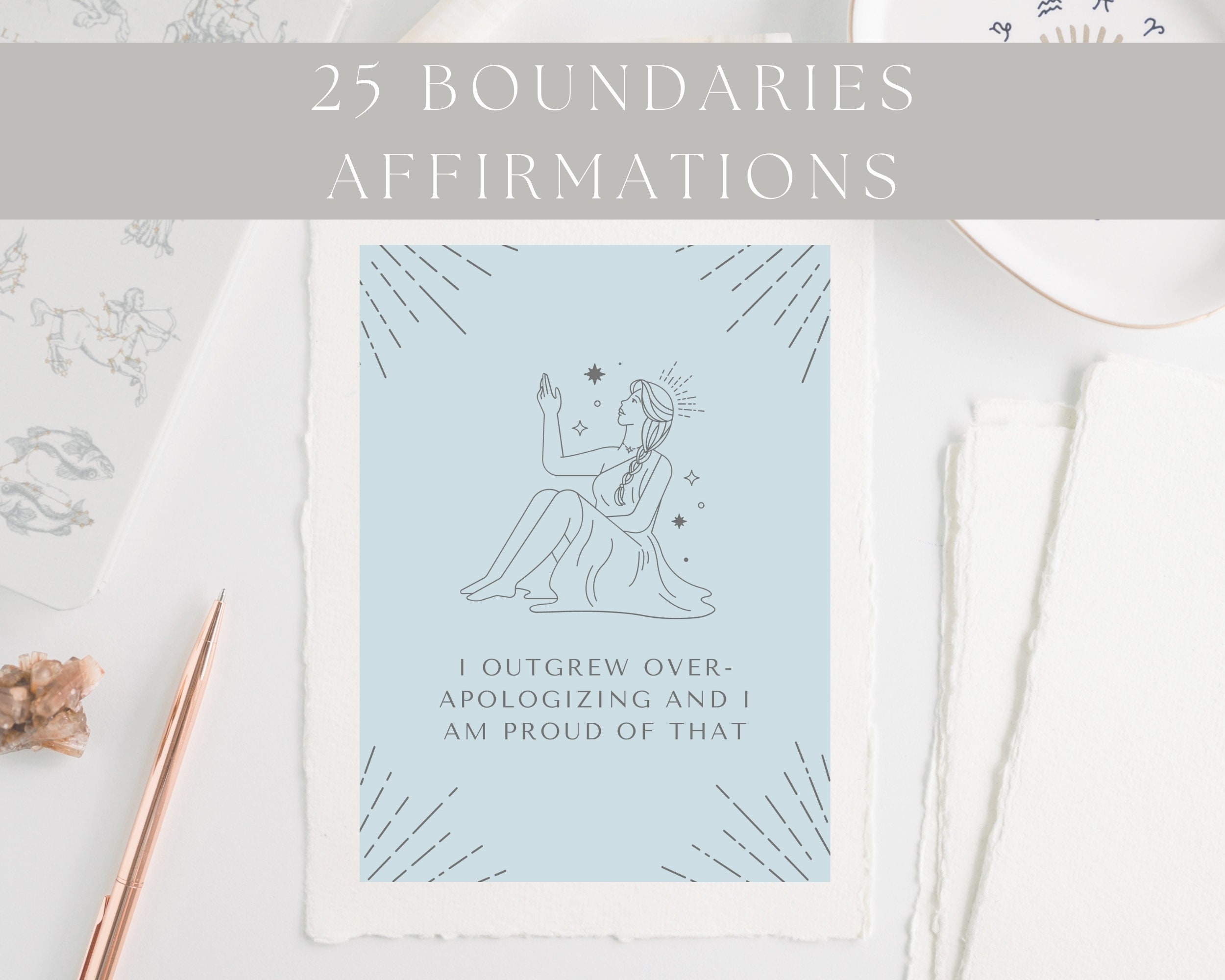 Affirmation Cards Template Canva Boundaries Affirmation - Etsy
