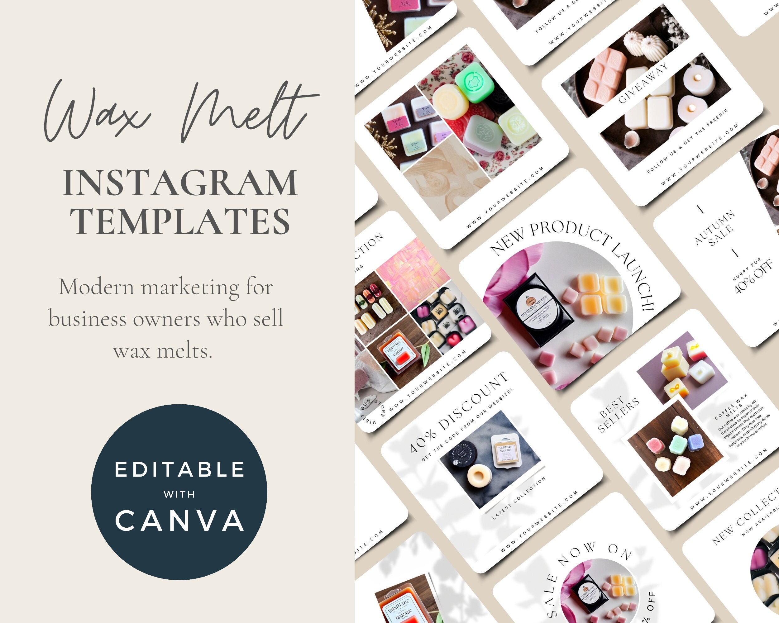Wax Melt Instagram Templates Scented Wax Melt Social Media - Etsy