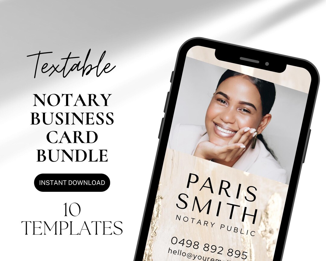 Notary Textable Digital Business Card Bundle, Notary Marketing, Canva ...