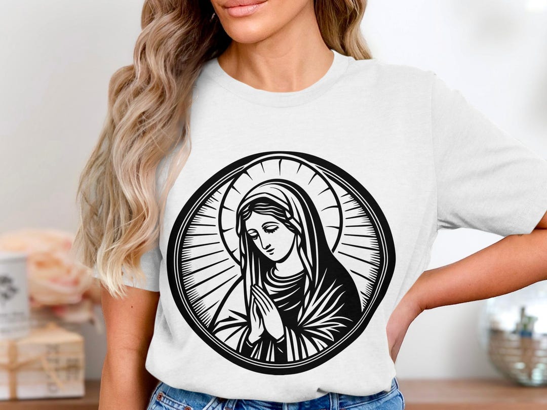 Virgin Mary SVG, Mother Mary Vector, Madonna Clipart, Catholic ...