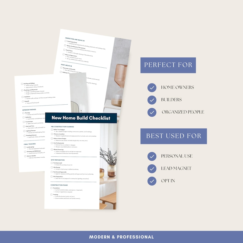 New Home Build Checklist, Printable for House Renovation, Digital ...