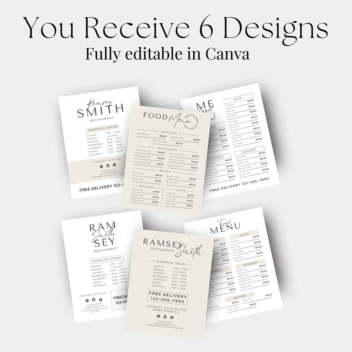 Restaurant Menu Template | Pdf Instant Download | Digital Download ...