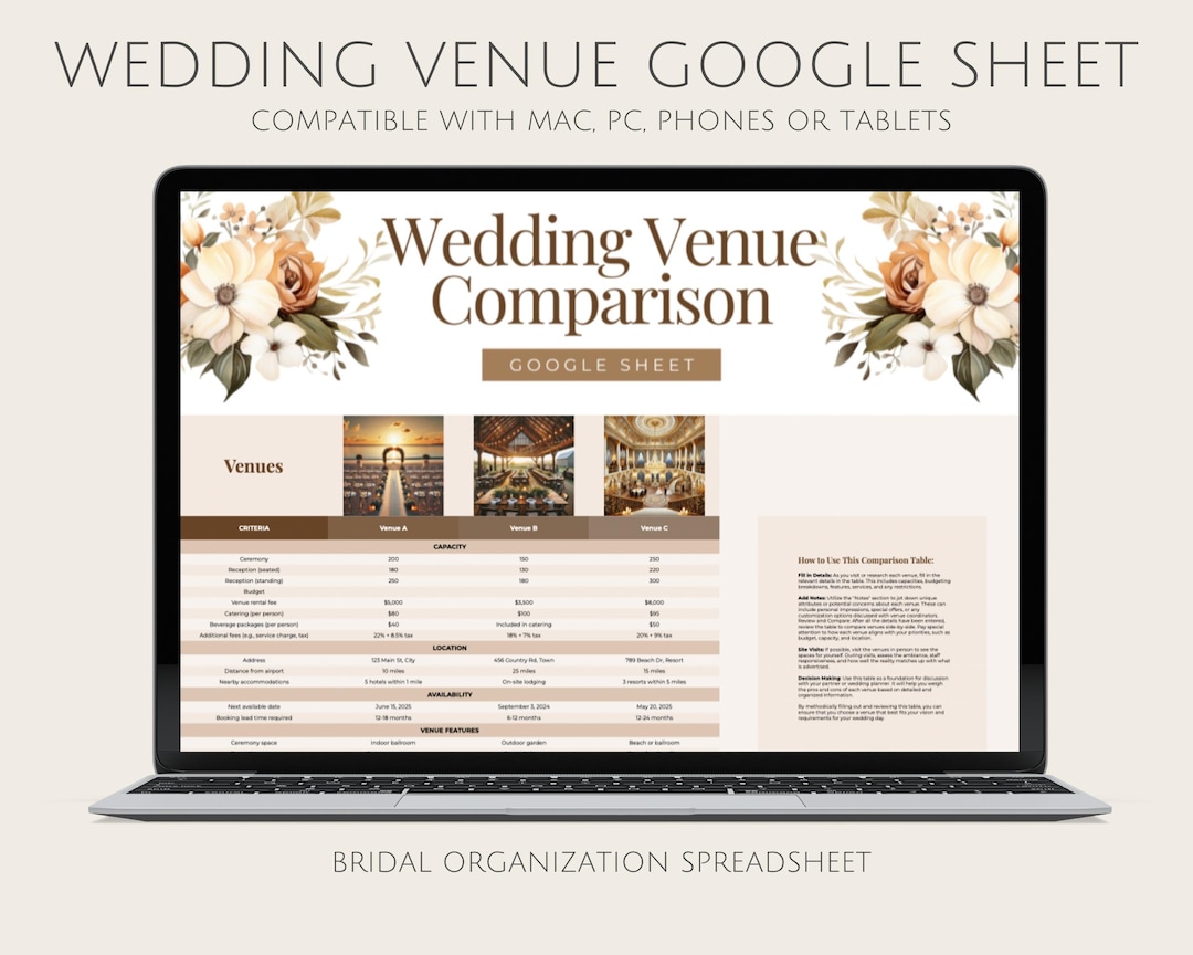 Wedding Venue Comparison Google Sheet | Budget & Checklist Tracker ...