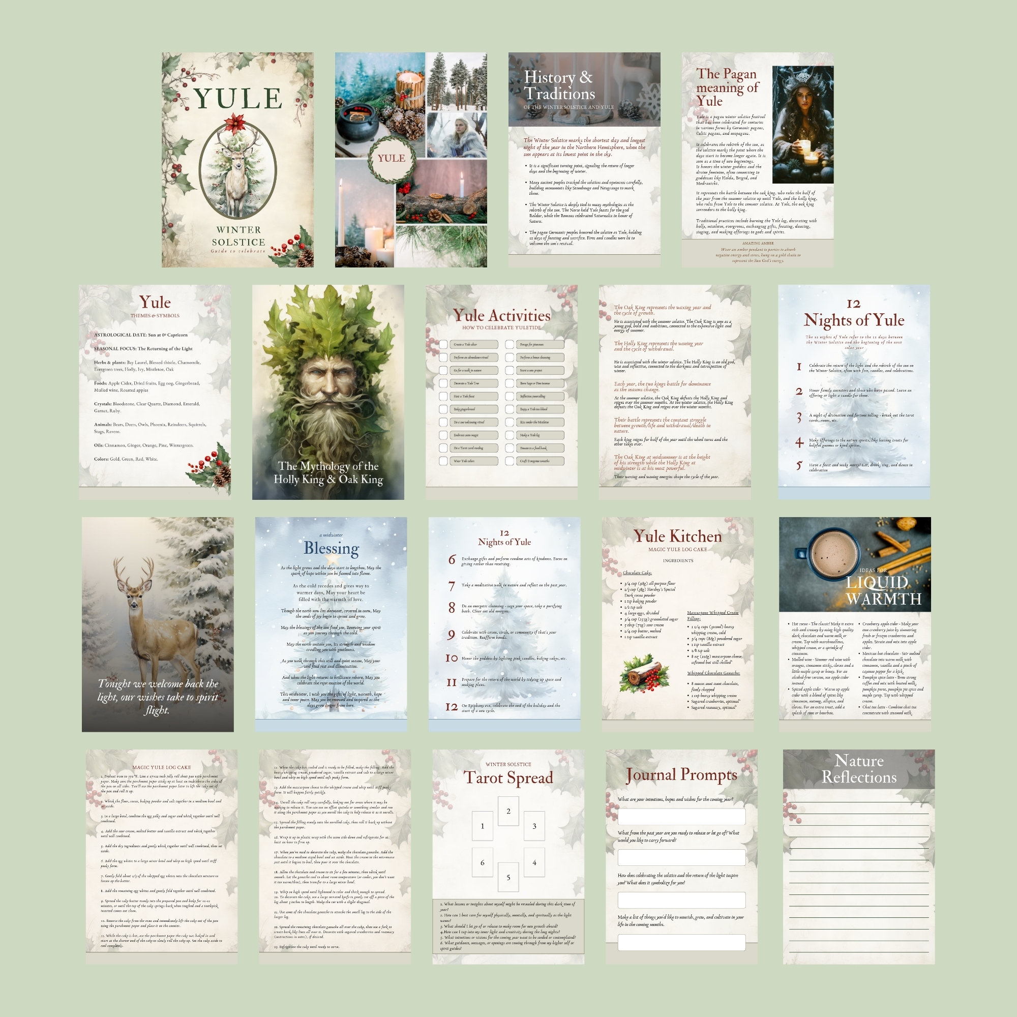 Yule Winter Solstice Workbook, Magical Seasonal Guide, Printable ...