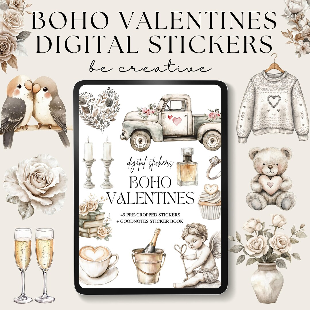 Boho Love Digital Planner Stickers | Digital Sticker Book | Goodnotes ...