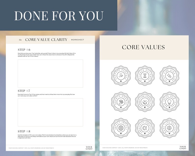 Done for You Worksheet, Business Coach Brand Strategy Workbook Template ...