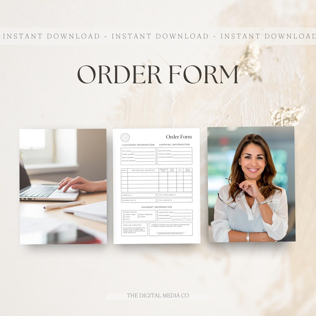 Order Form, Editable Canva Document, Customizable Printable, Business Sheet Customer Order ...