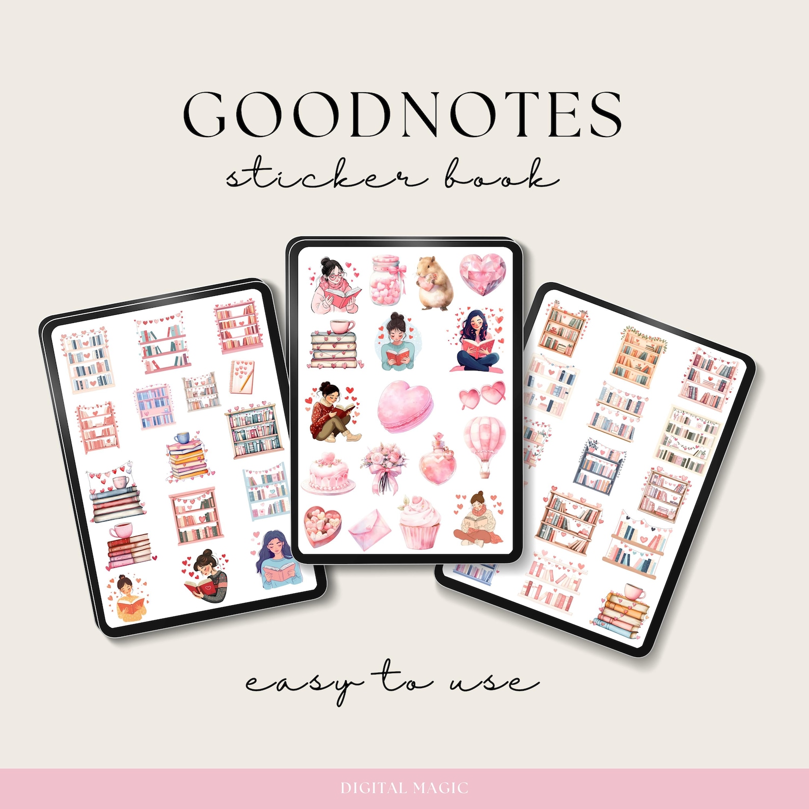 In Love With Books Digital Planner Stickers, Digital Sticker Book ...