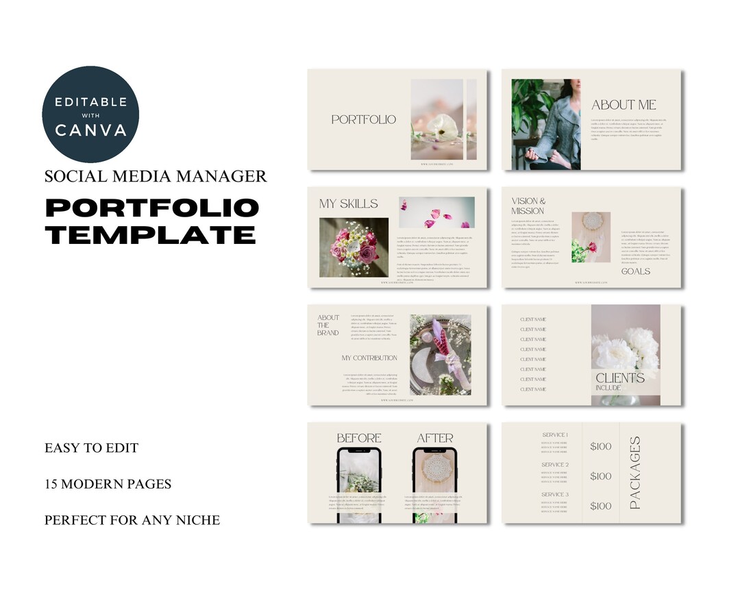 Social Media Portfolio Template | Minimalist Social Media Manager ...