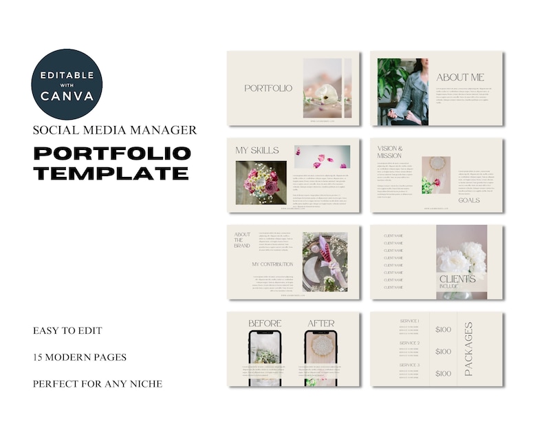 Social Media Portfolio Template Minimalist Social Media Manager ...