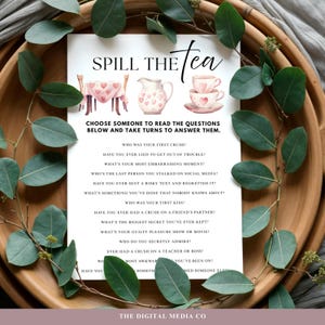Spill the Tea Game, Fun Game Printable, Adult Tea Party Game, Brunch ...