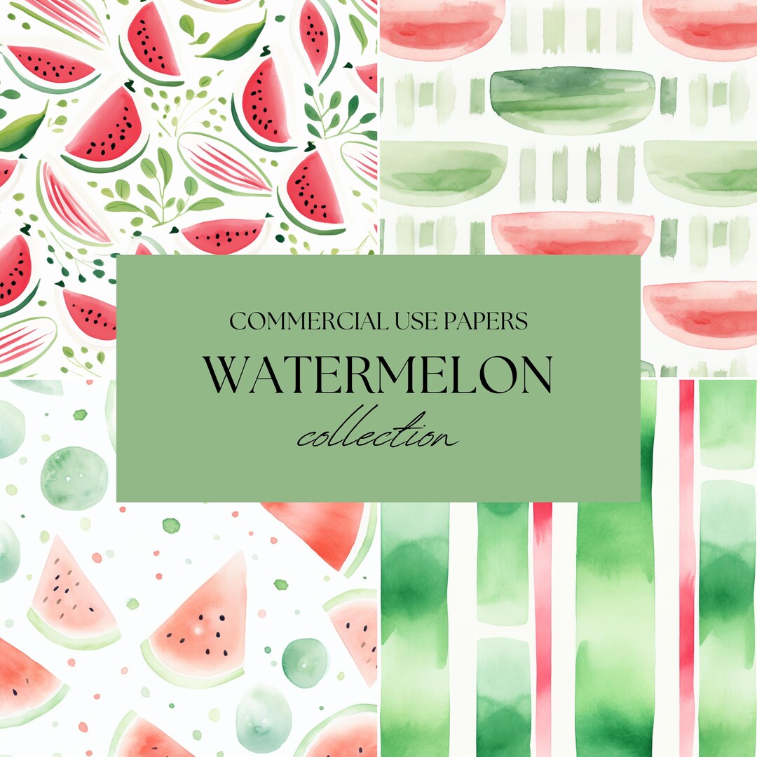 Watermelon Digital Paper. Summer Scrapbooking Paper. Seamless ...