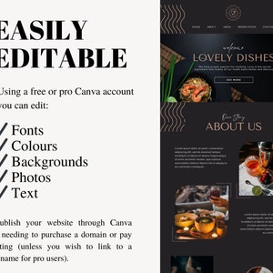 Restaurant Canva Template, Canva Website Template, Canva Food and ...