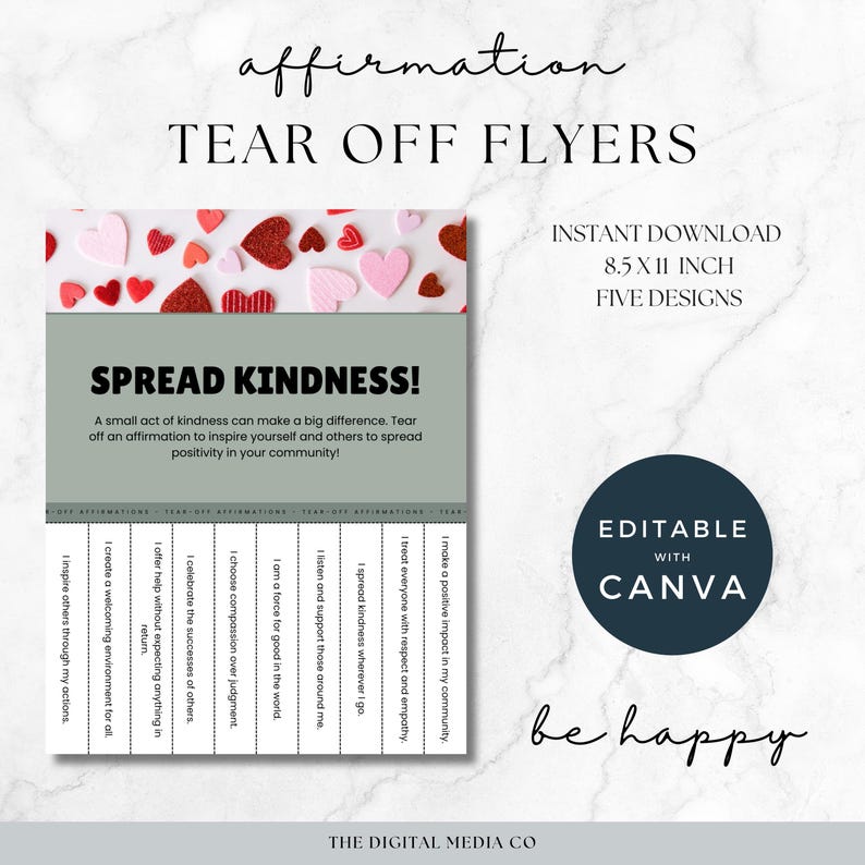 Affirmation Tear off Flyer Bundle, Positive Mental Heath Sheet ...
